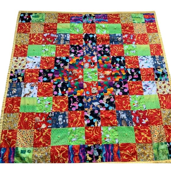 Handmade | Bedding | Patch Work Quilt Cartoon Animals Handmade Alston ...